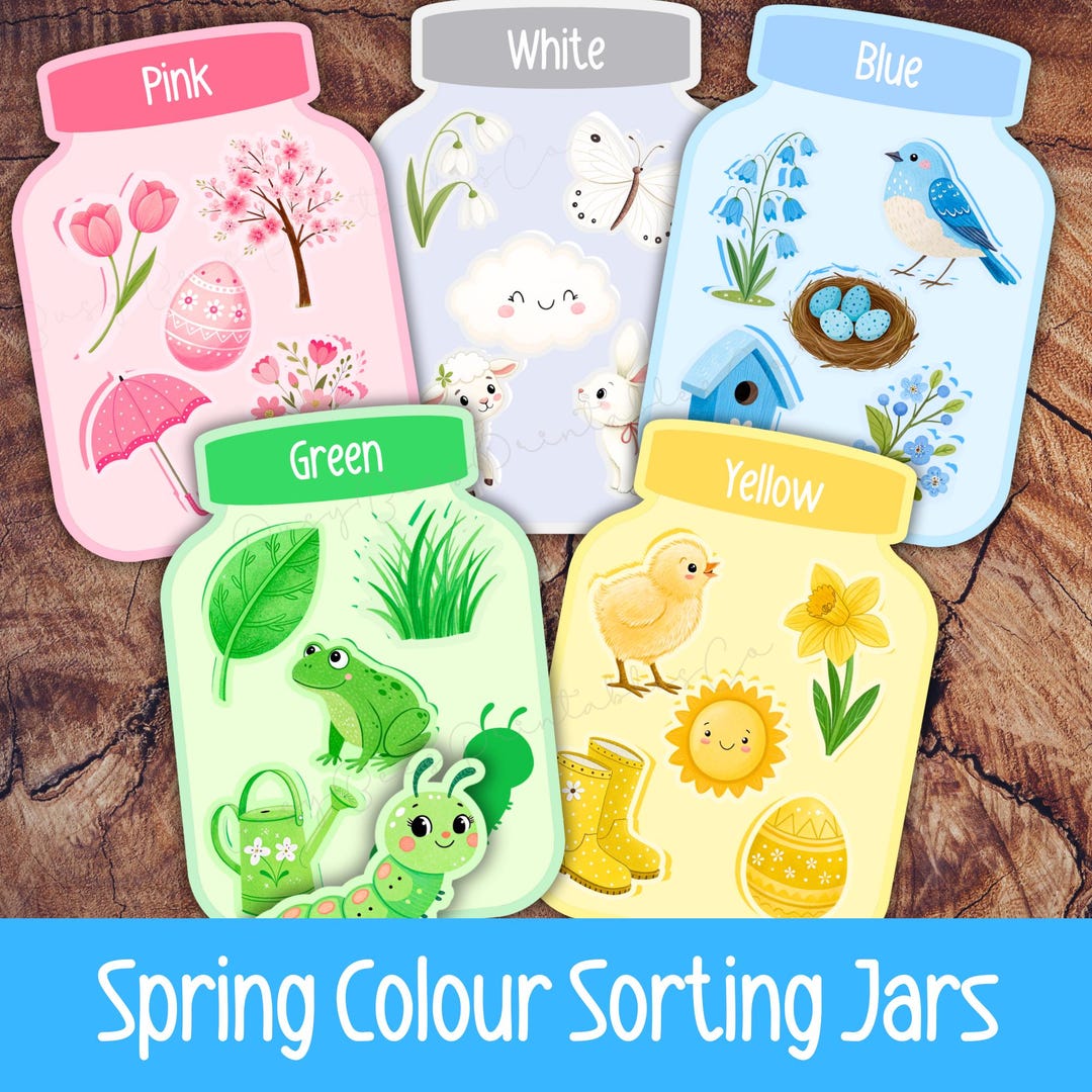 Spring Colour Matching Game for Kids, Color Sorting Jars Activity for ...