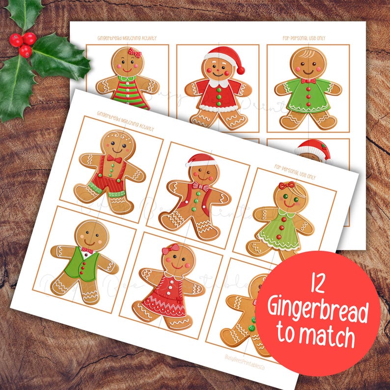Christmas Matching Activity, Gingerbread Man Symmetry Cards, Matching ...