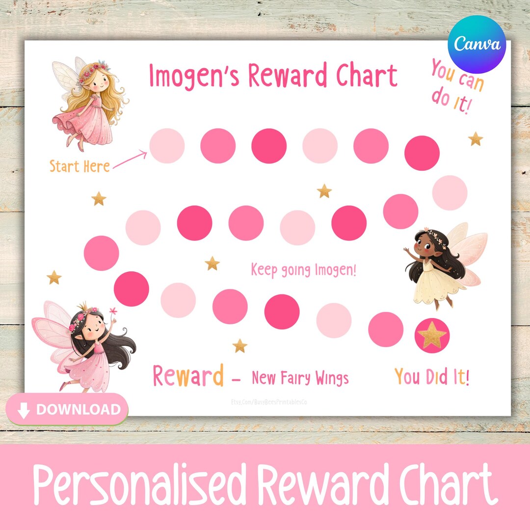 Fairy Reward Chart, Editable Reward Chart, Printable Toddler Reward ...
