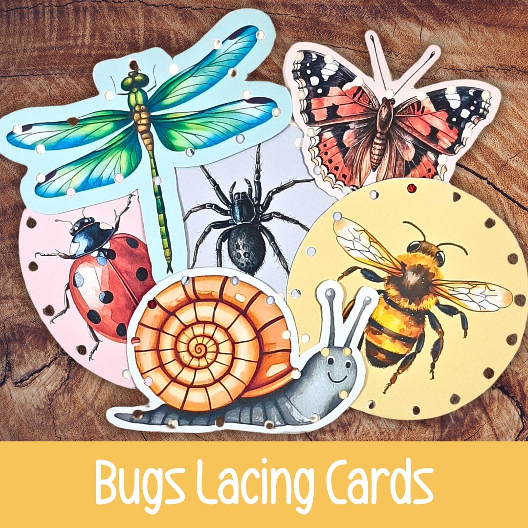 Bugs Lacing Cards for Toddlers & Preschoolers, Printable Insect ...