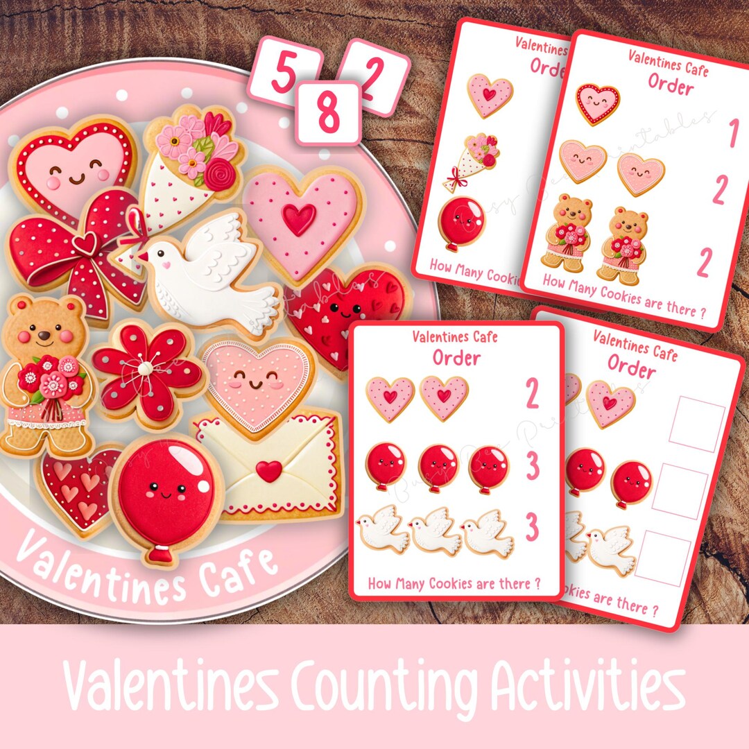 Valentines Counting Activities, Cookie Counting, Valentines Preschool ...