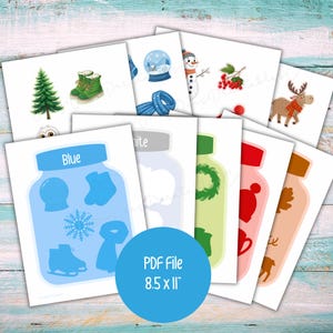 Winter Colour Matching Game for Kids, Winter Color Sorting Jars ...