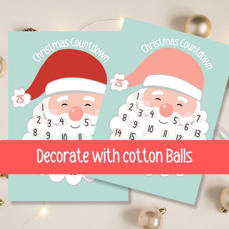 Santa Christmas Countdown, Santa's Beard Countdown Calendar, Santa's ...