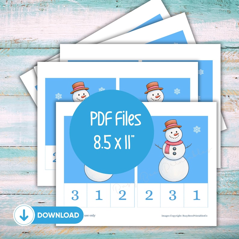 Snowman Count and Clip Cards, Winter Counting Activity for Toddlers ...