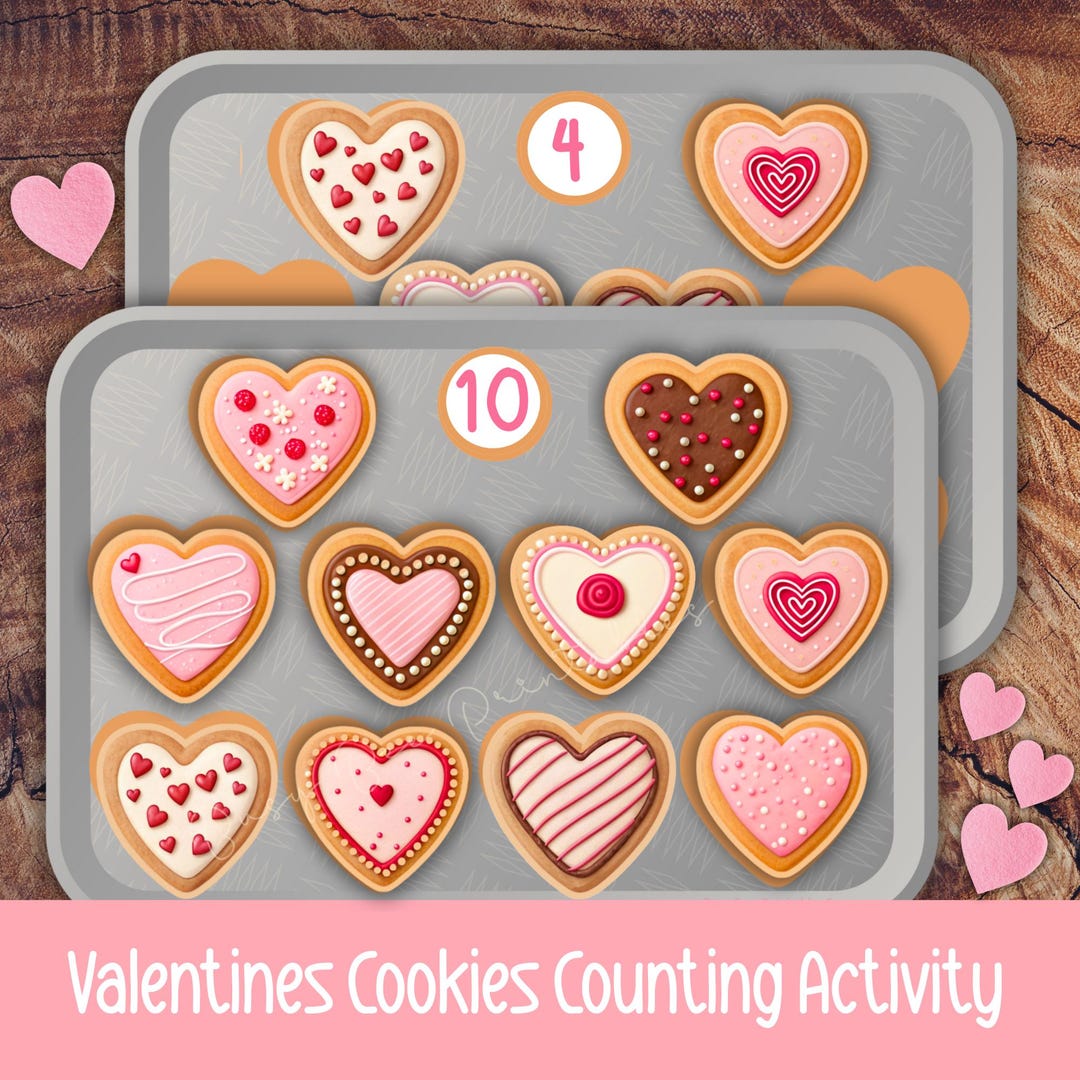 Valentines Day Counting Activity, Cookie Counting, Valentines Preschool ...