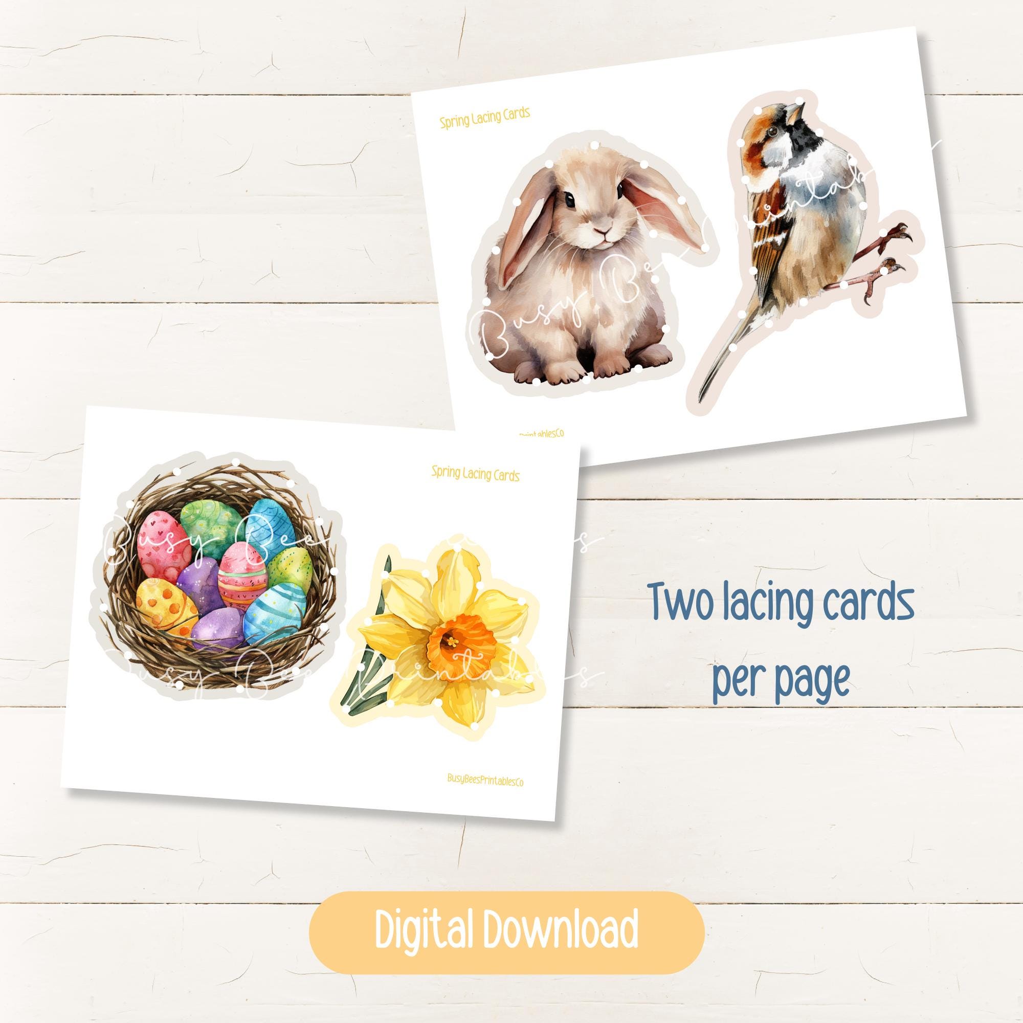 Spring Lacing Cards, Preschool Sewing Cards, Montessori Printable ...