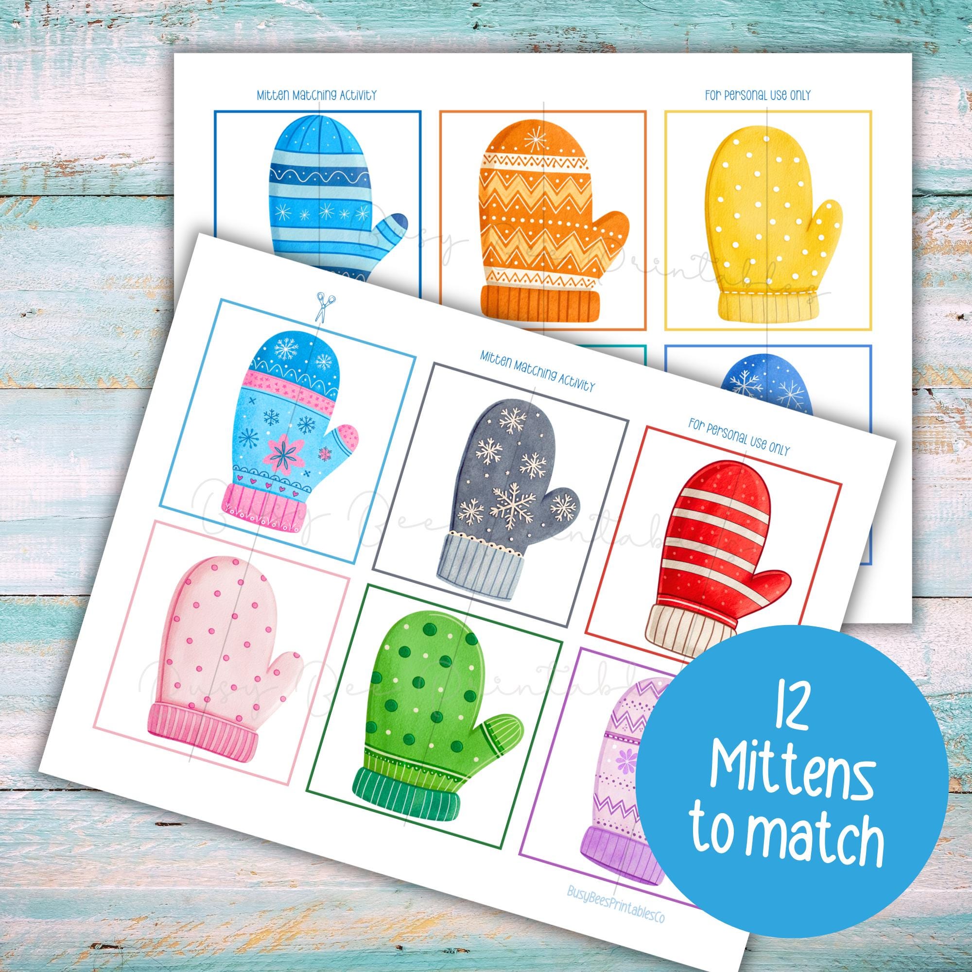 Winter Mittens Matching Activity, Color Matching Game for Preschool ...