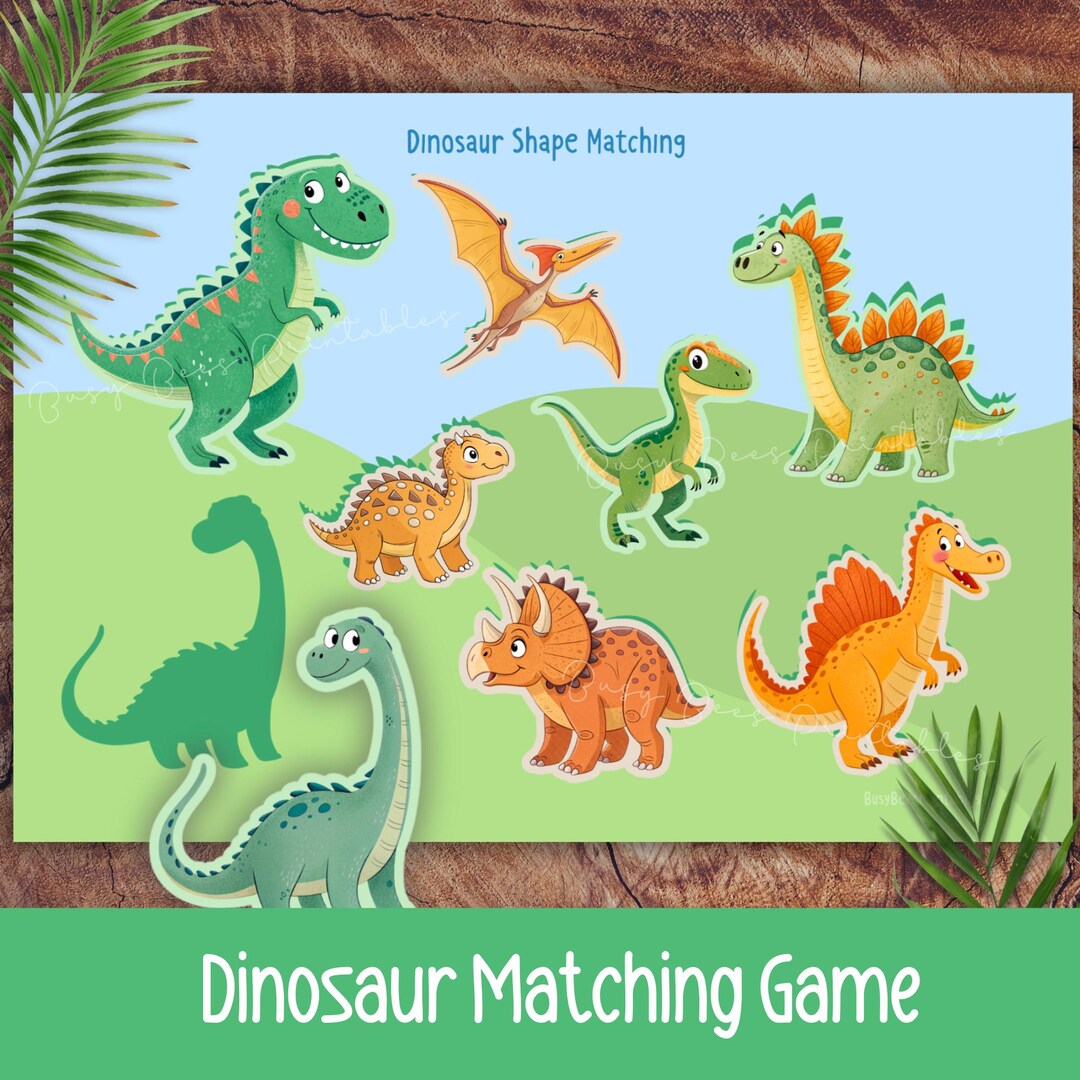 Dinosaur Shape Matching Activity for Toddlers, Shadow Matching Game ...