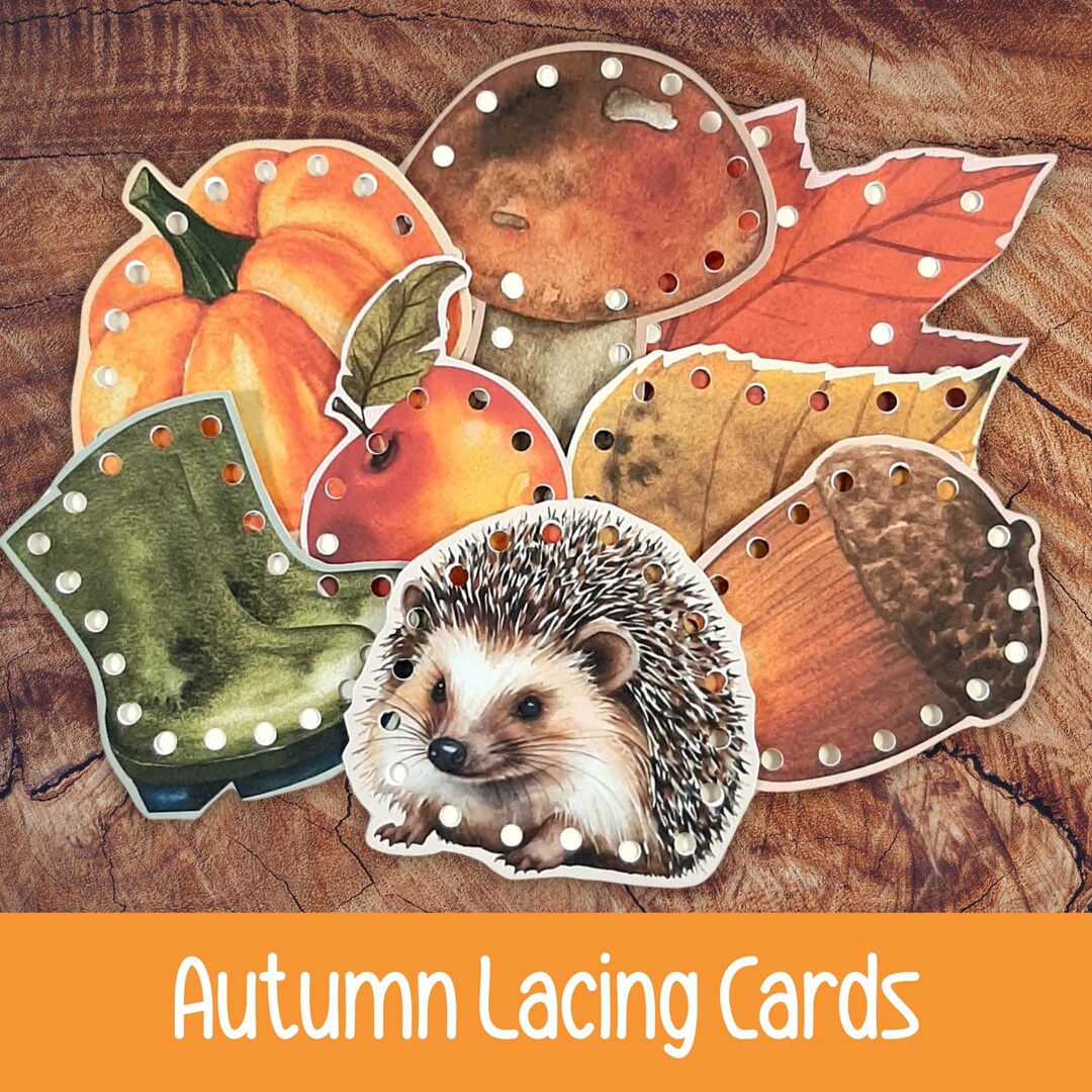 Autumn Lacing Cards for Toddlers & Preschool, Printable Fall Learning ...