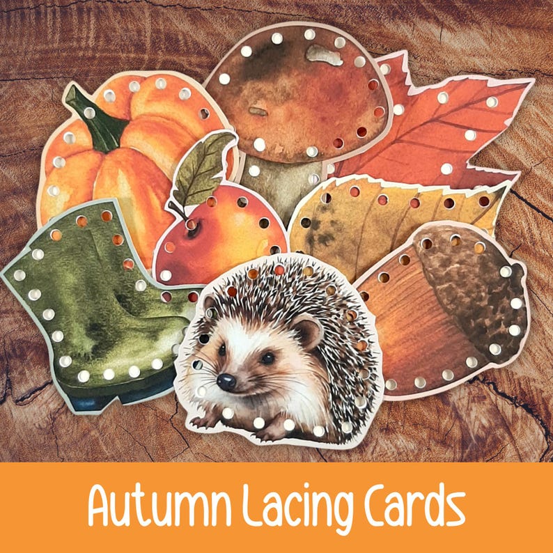 Autumn Lacing Cards for Toddlers & Preschool, Printable Fall Learning ...