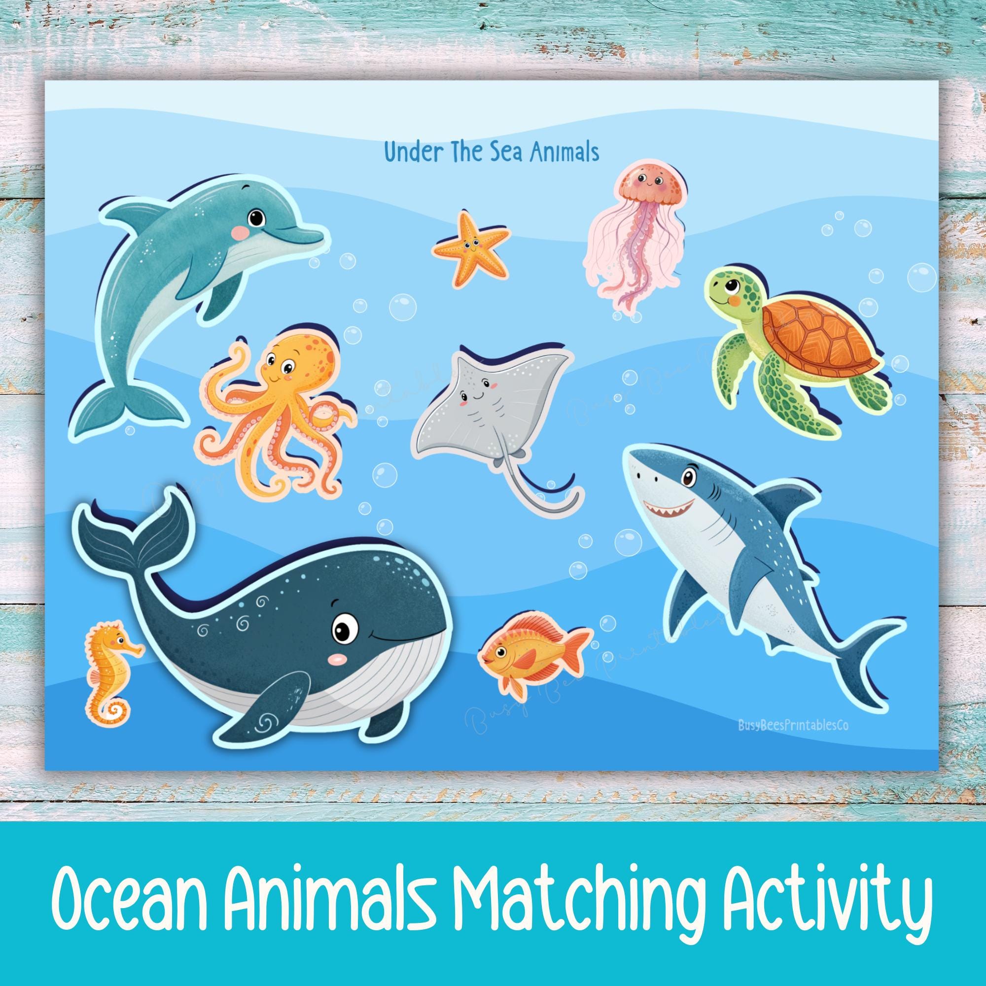 Ocean Animals Matching Game, Under the Sea Activity for Toddlers ...