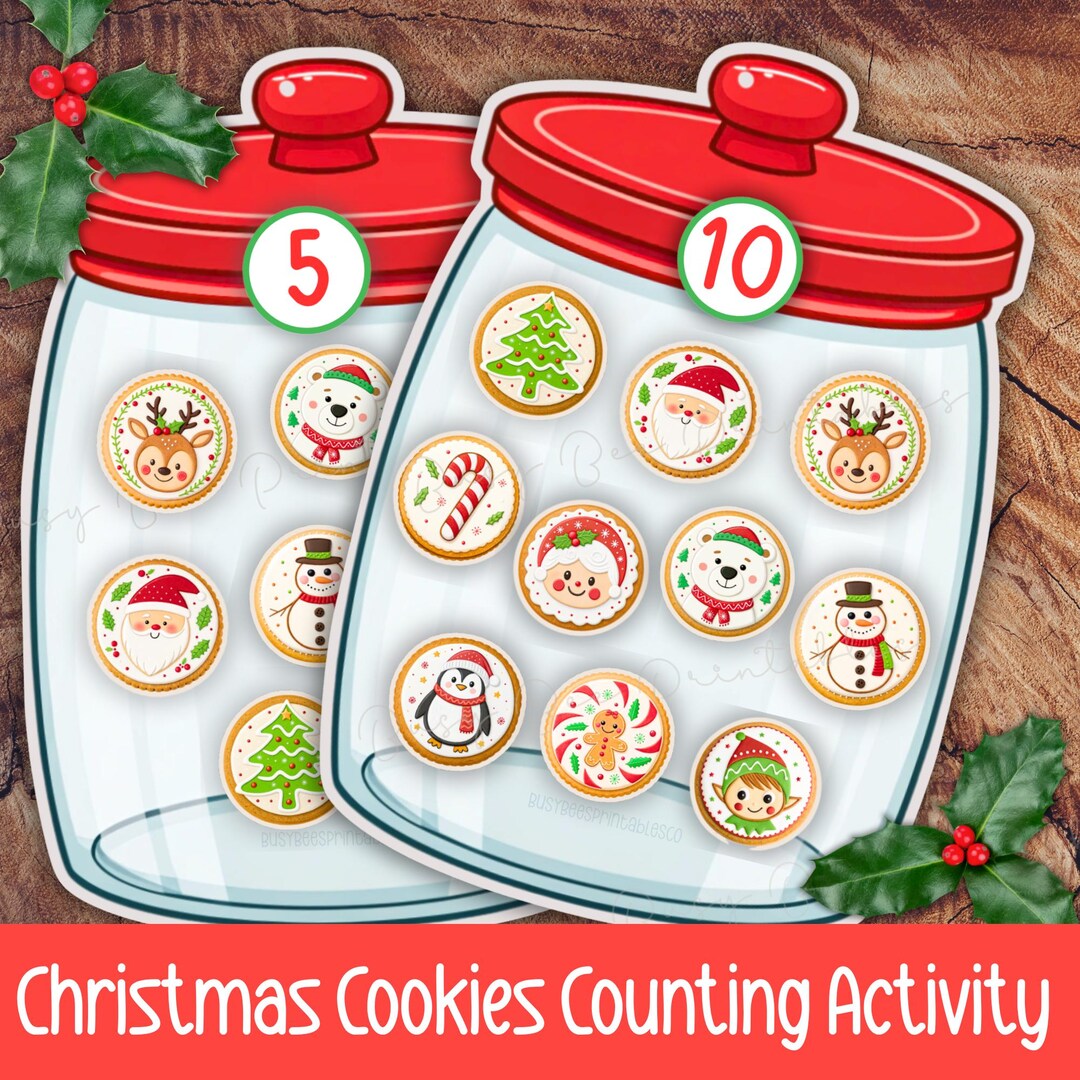 Christmas Counting Activity, Cookie Jar Counting, Christmas Preschool ...