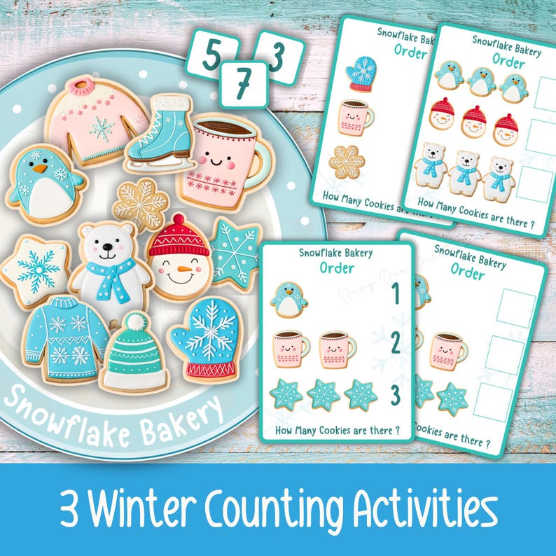 Winter Counting Activities, Cookie Counting, Preschool Math Activity - Etsy