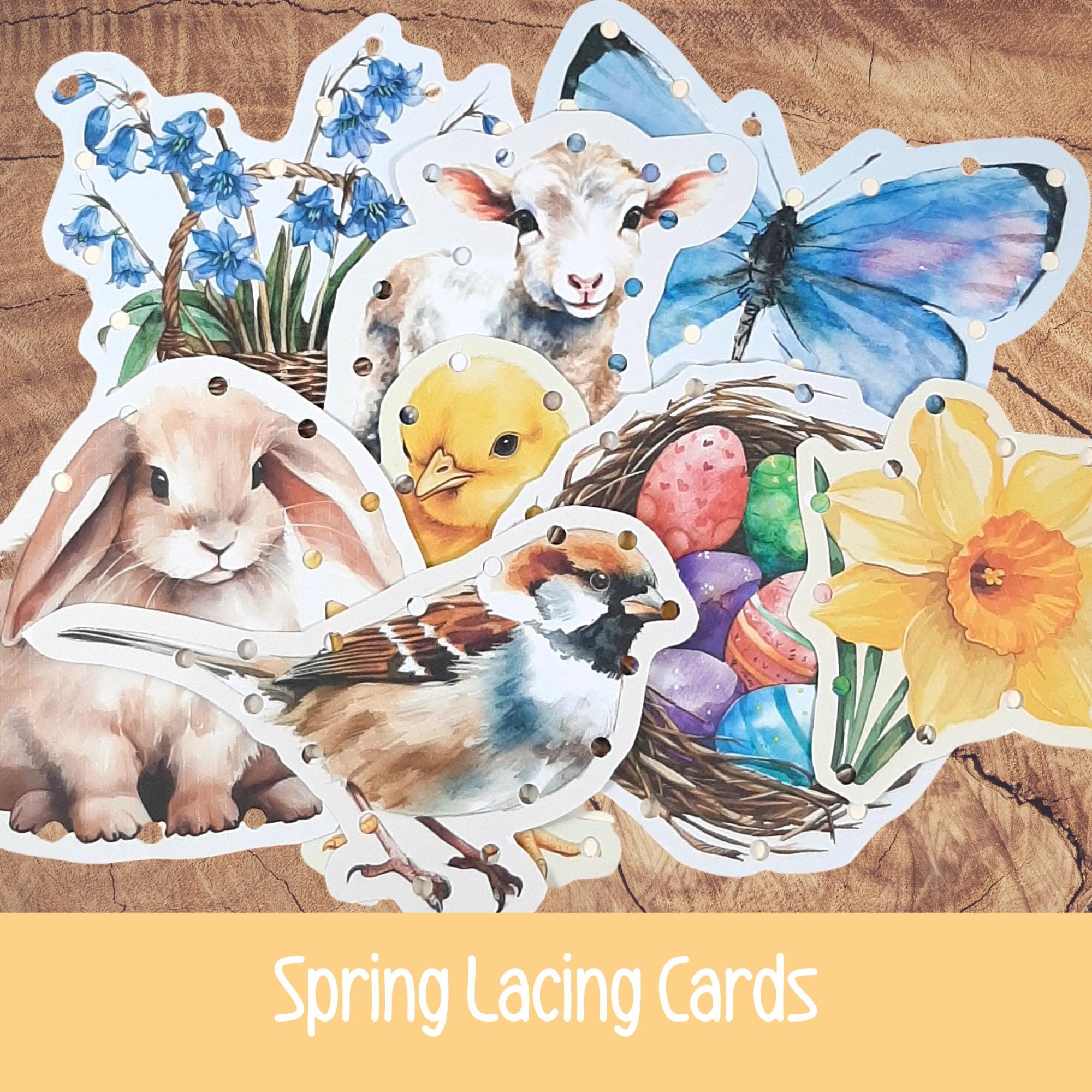 Spring Lacing Cards, Preschool Sewing Cards, Montessori Printable ...