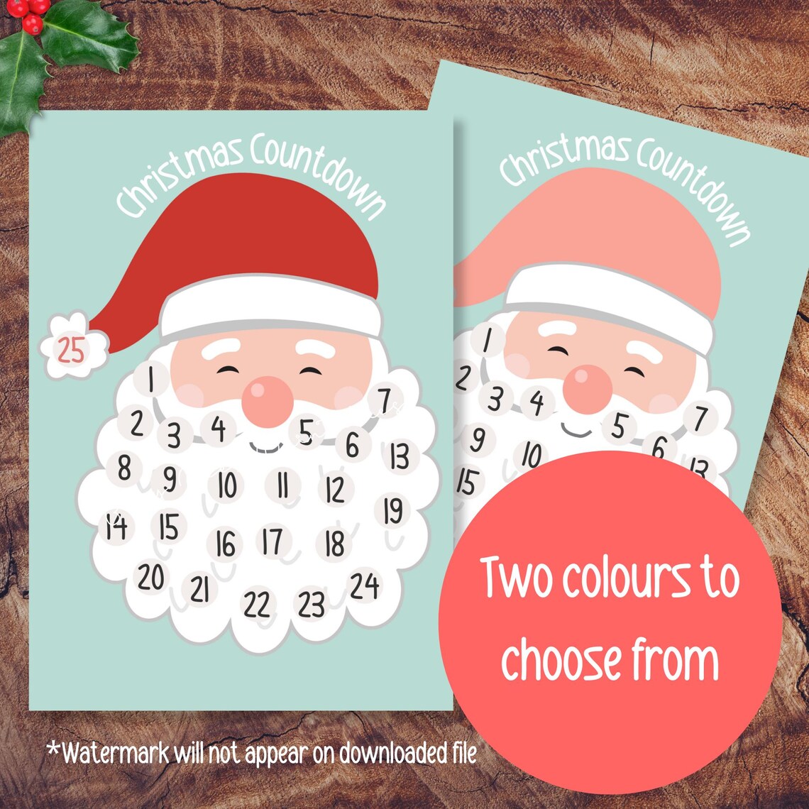 Santa Christmas Countdown, Printable Christmas Activity for Kids - Etsy