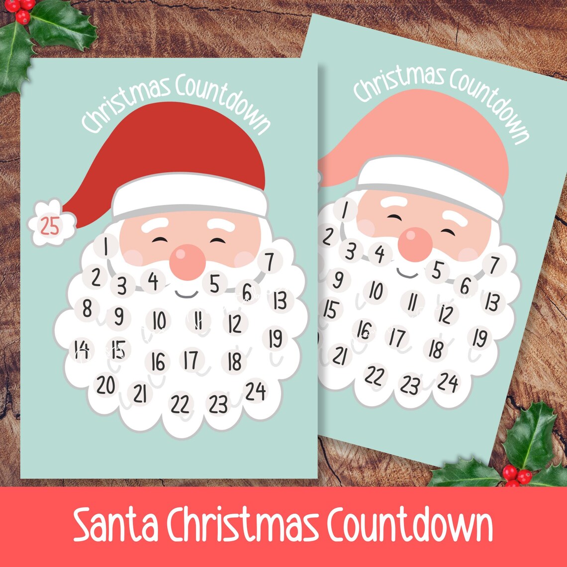 Santa Christmas Countdown, Printable Christmas Activity for Kids - Etsy