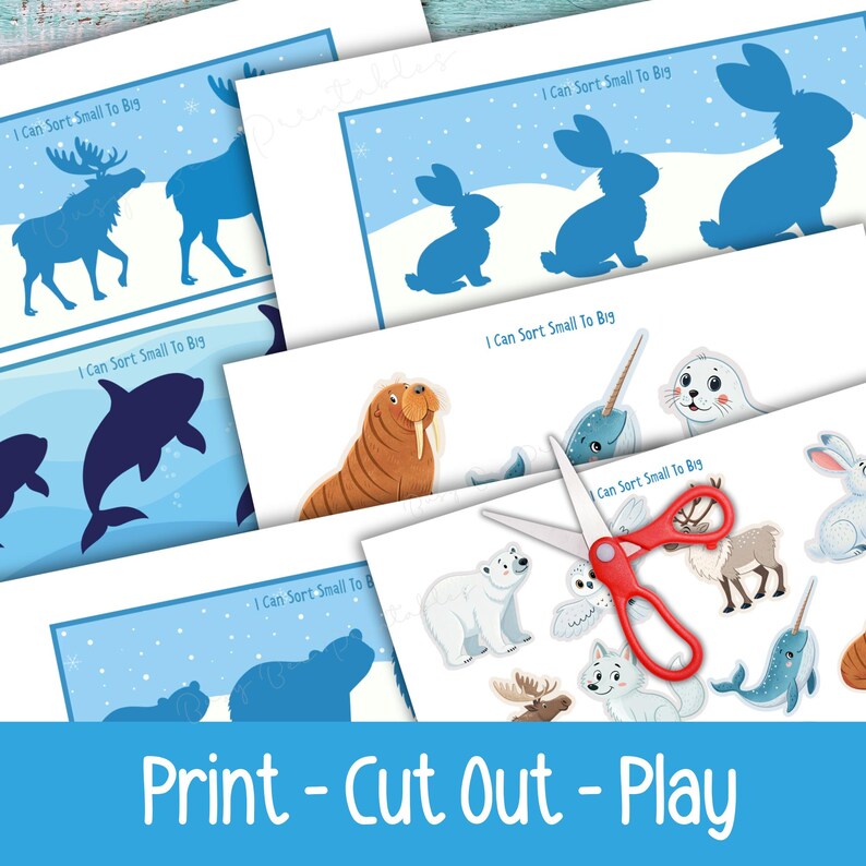 Arctic Animal Small to Big Size Sorting Activity, Winter Preschool Math ...
