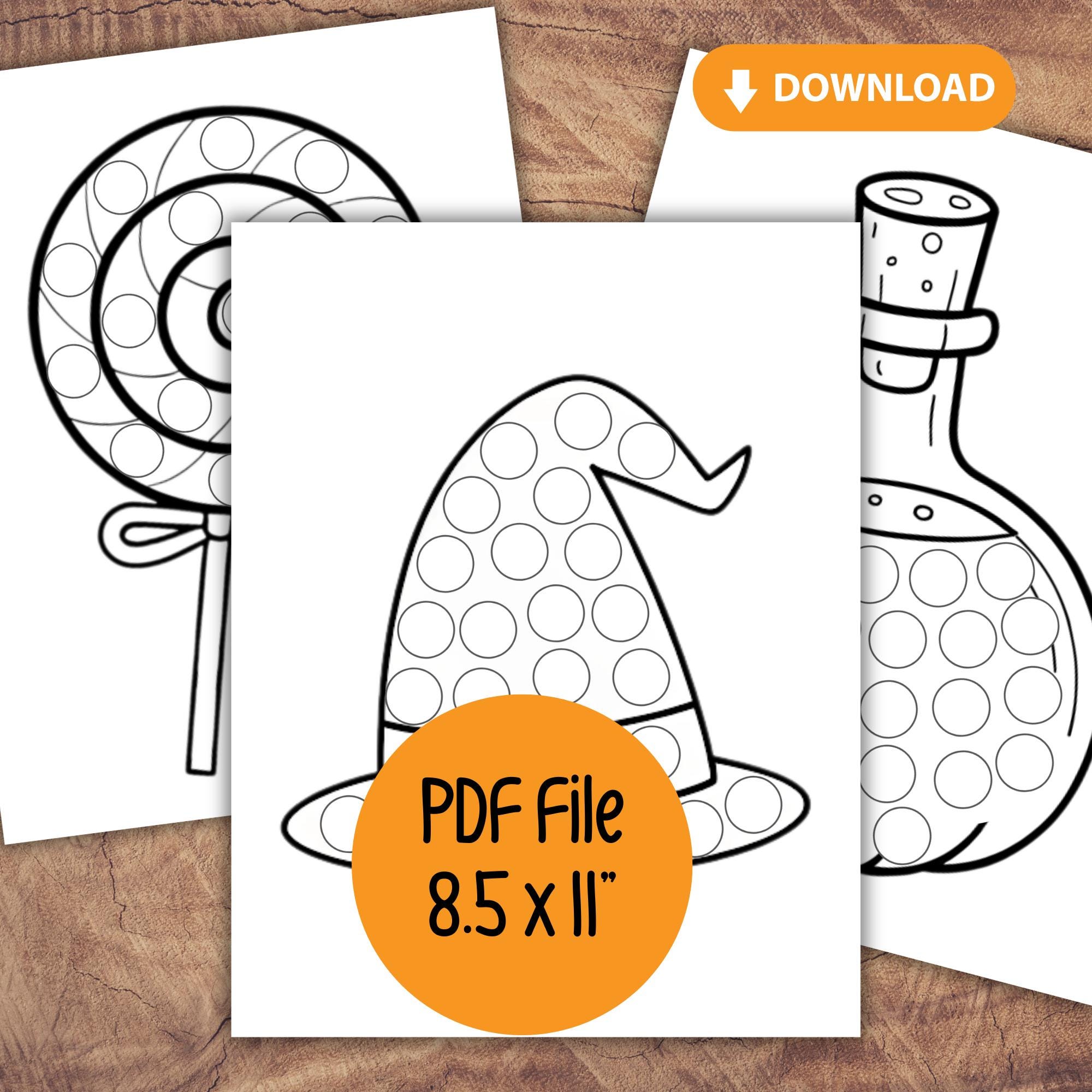 Halloween Dot Marker Coloring Pages for Preschoolers, Printable Kids ...