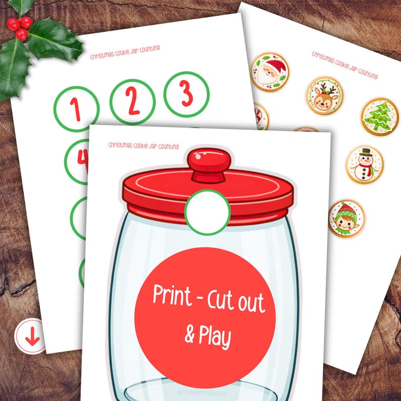 Christmas Counting Activity, Cookie Jar Counting, Christmas Preschool ...