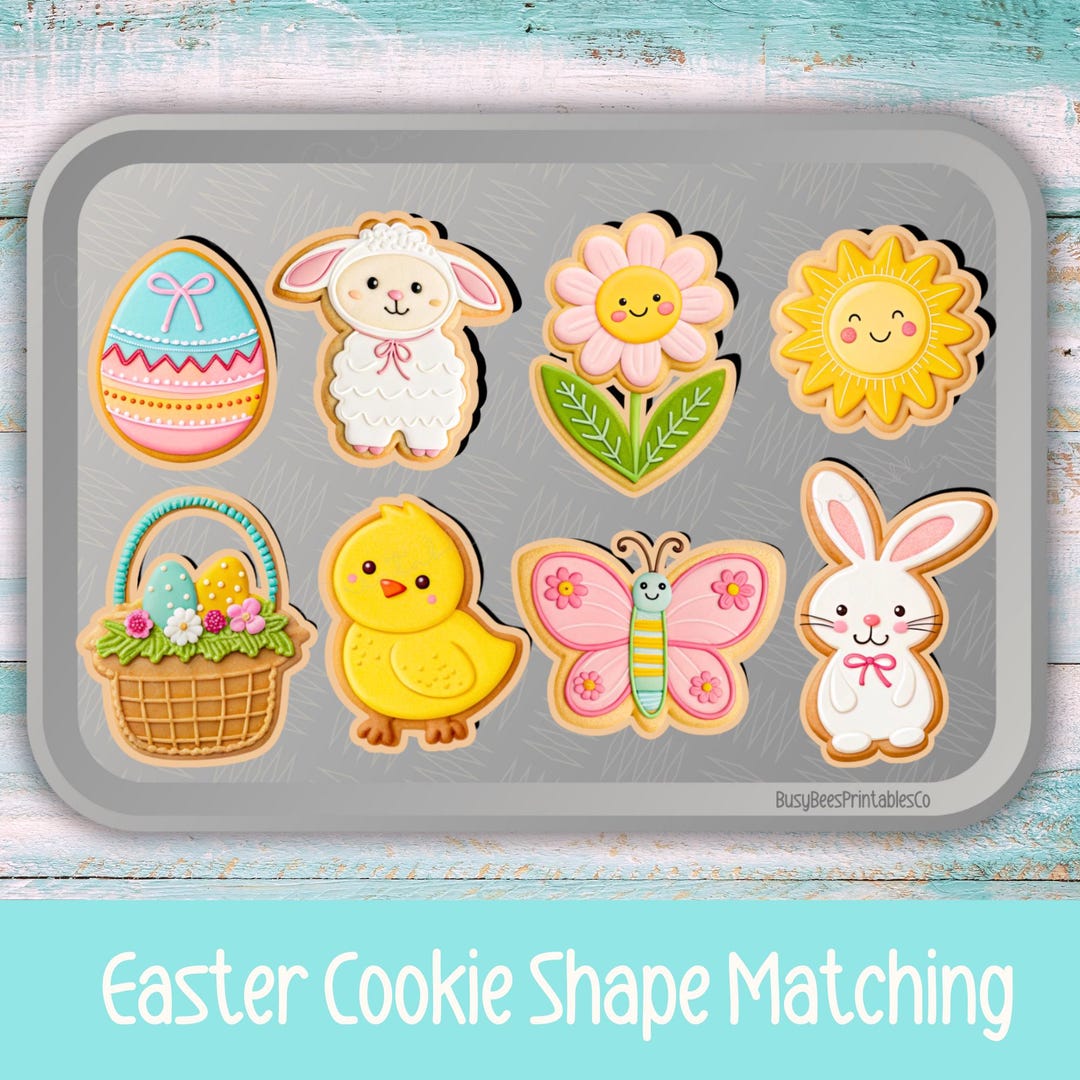 Easter Cookie Shape Matching Activity for Toddlers, Shadow Matching ...