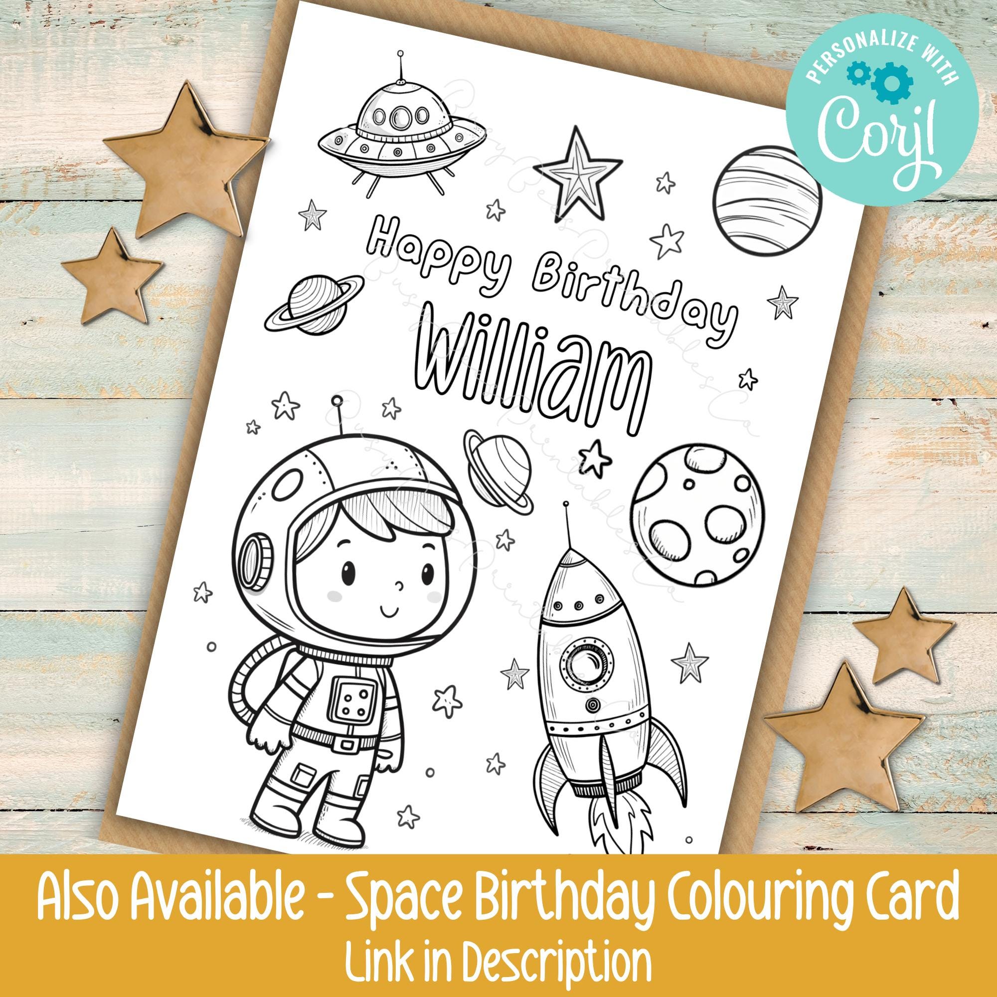 Editable Space Birthday Colouring Page, Printable Astronaut Colouring ...