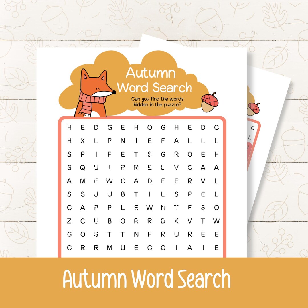 Autumn Word Search, Printable Fall Word Search, Autumn Activity for ...