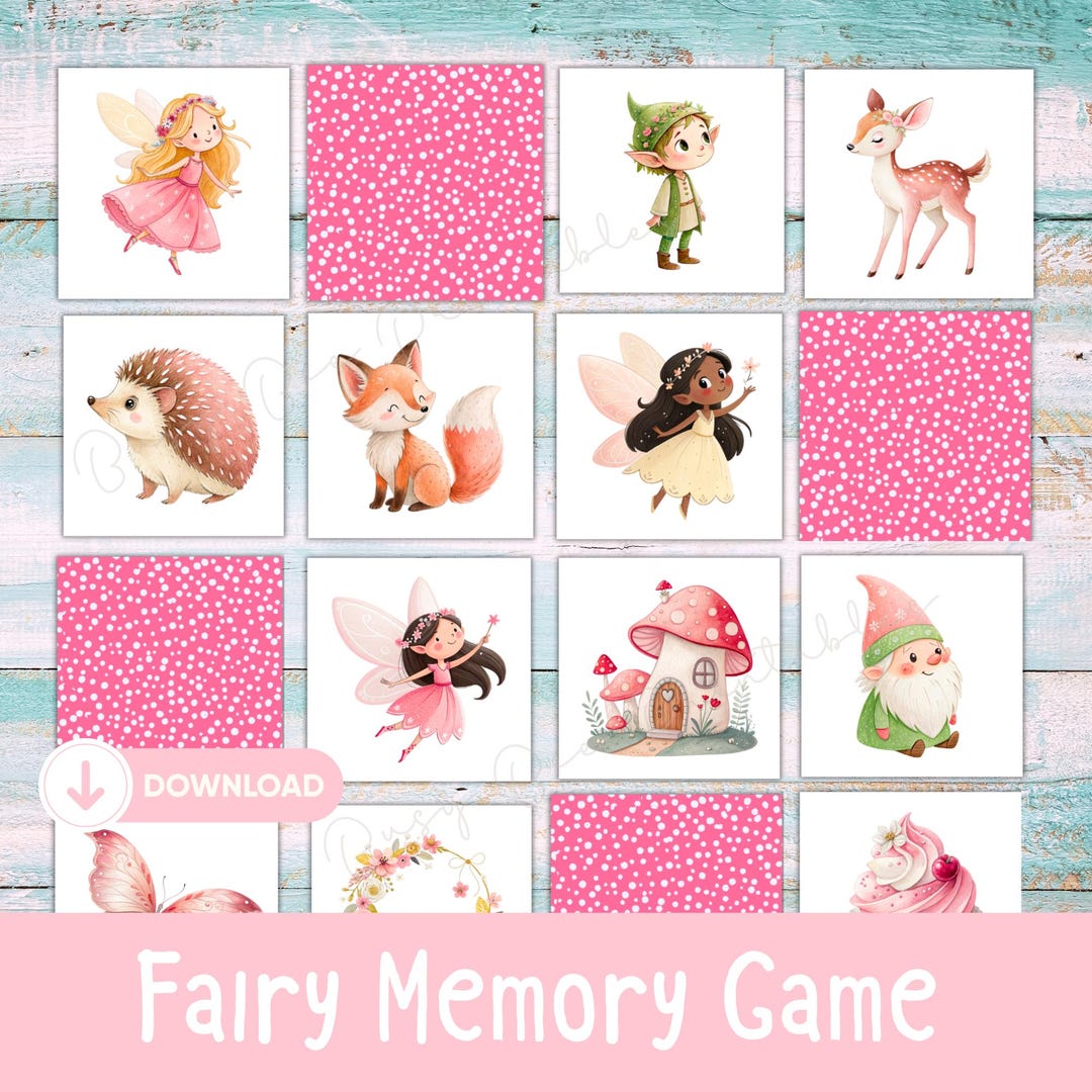 Fairy Memory Game, Printable Matching Game for Kids, Fairy Activity for ...
