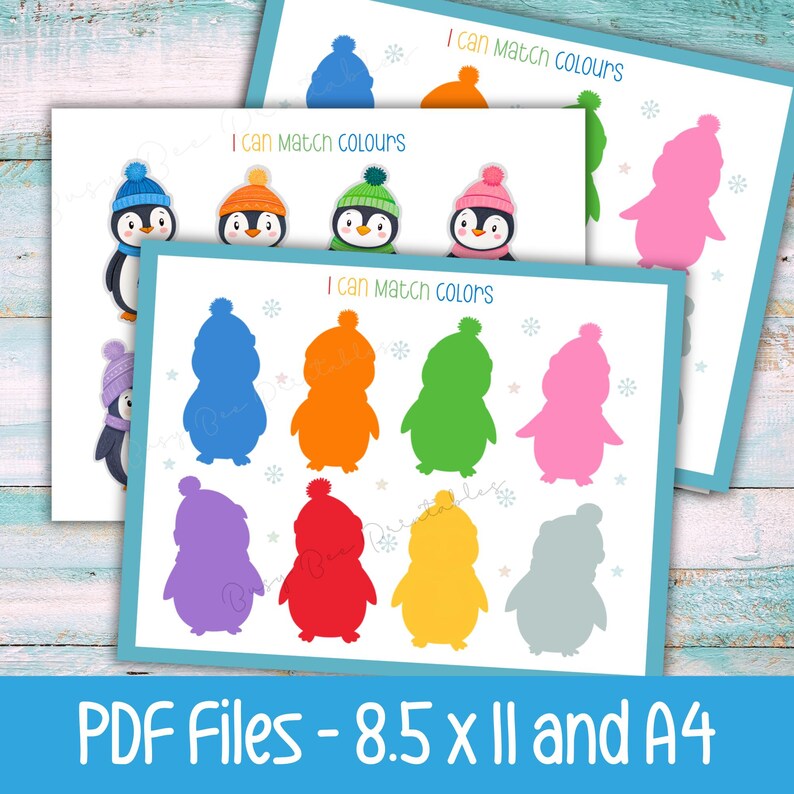 Penguin Colour Matching Game for Kids, Winter Color Sorting Activity ...
