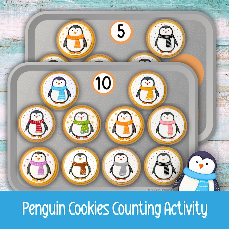 Winter Counting Activity, Penguin Cookie Counting, Preschool Math Game ...