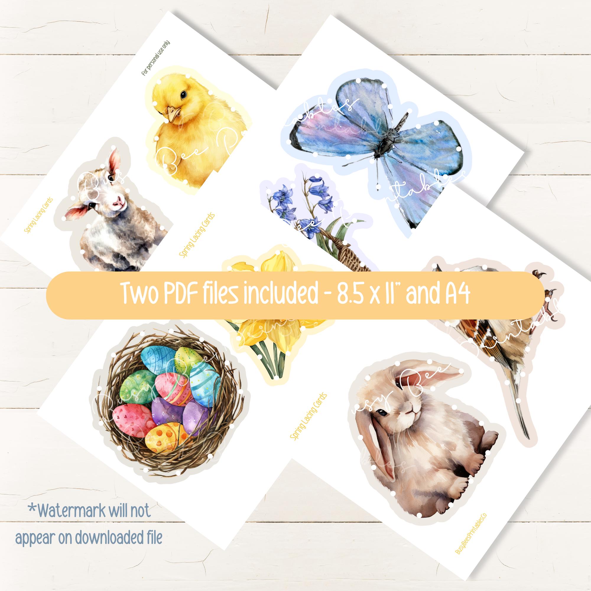 Spring Lacing Cards, Preschool Sewing Cards, Montessori Printable ...