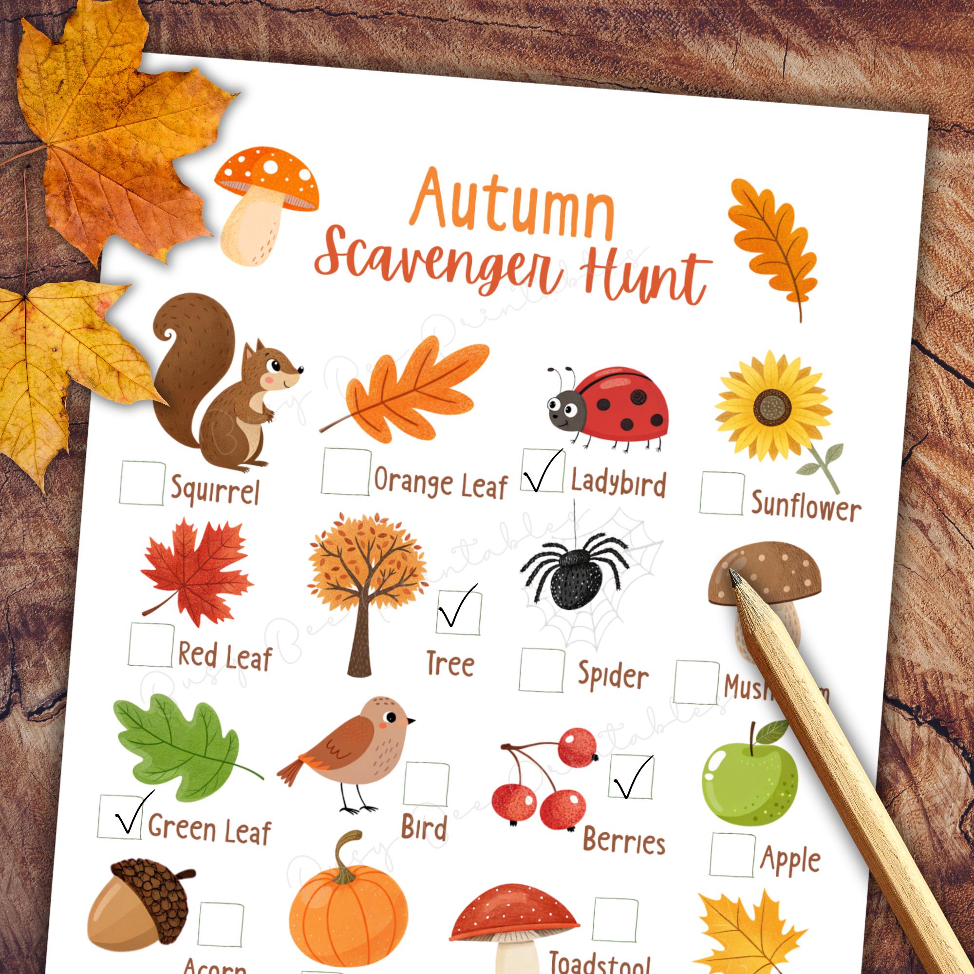 Autumn Scavenger Hunt for Kids, Printable Fall Nature Walk for ...