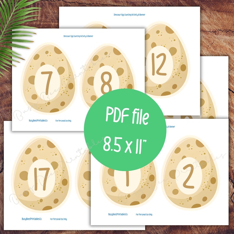 Dinosaur Numbers Activity, Preschool Math, Counting Printable for ...