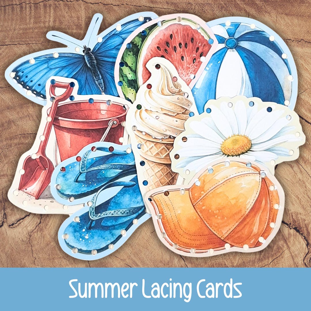 Summer Lacing Cards, Early Years Preschool Fine Motor Activity ...