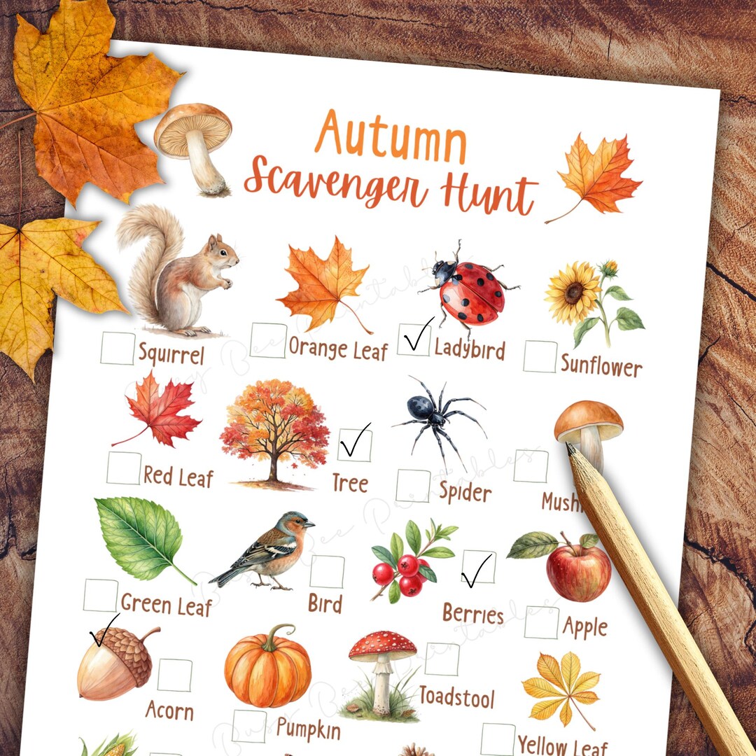 Autumn Scavenger Hunt for Kids, Printable Fall Nature Walk for ...