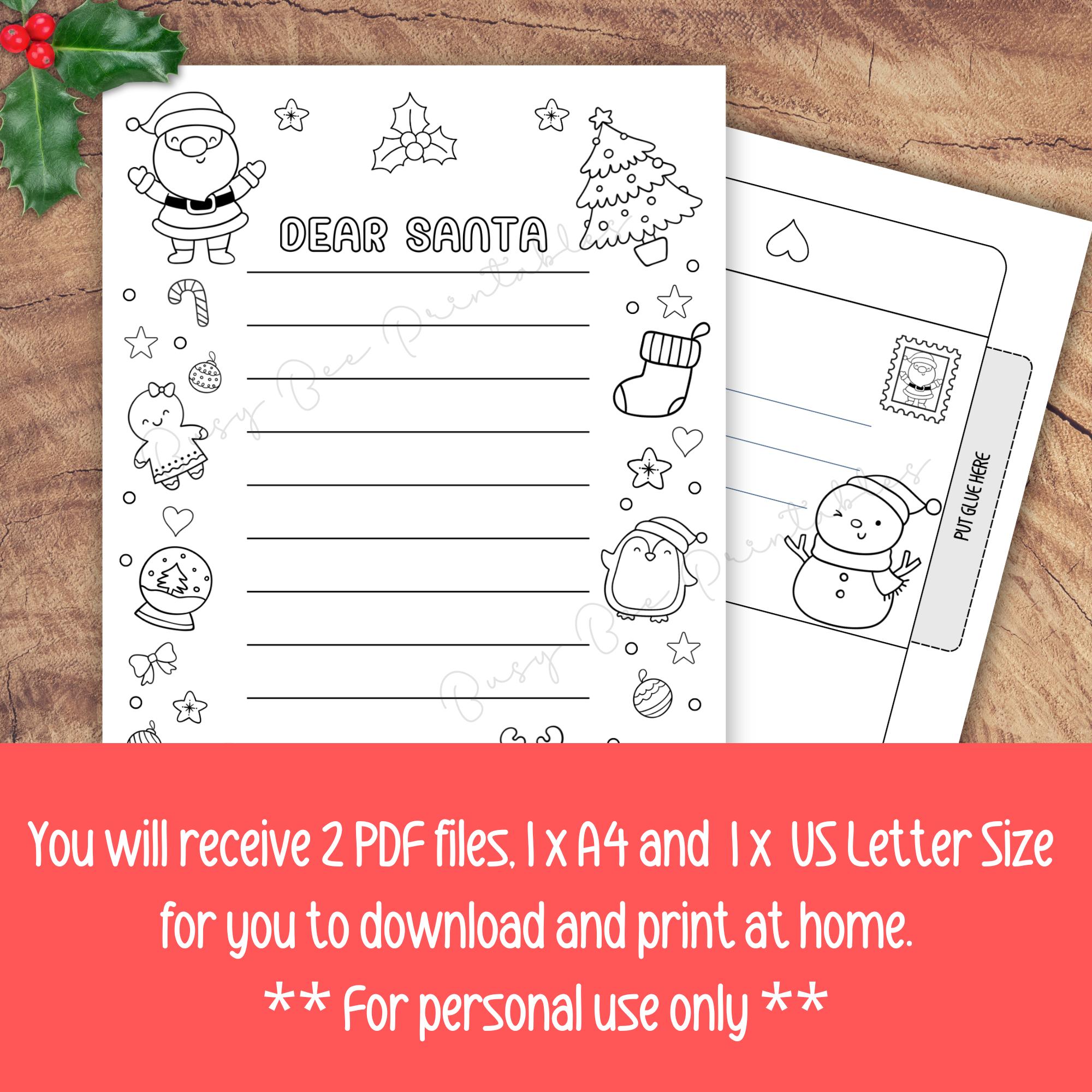 Dear Santa Letter Printable for Kids – Colouring Page & Envelope ...
