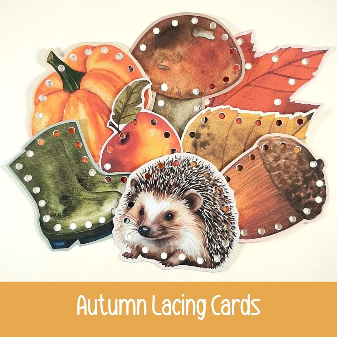 Autumn Lacing Cards, Toddler Activity, Preschool Autumn Learning ...