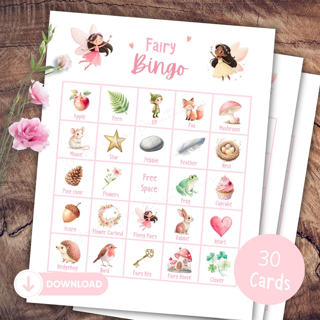 Fairy Bingo, Fairy Party Game, Fairy Birthday Party Games, Printable ...