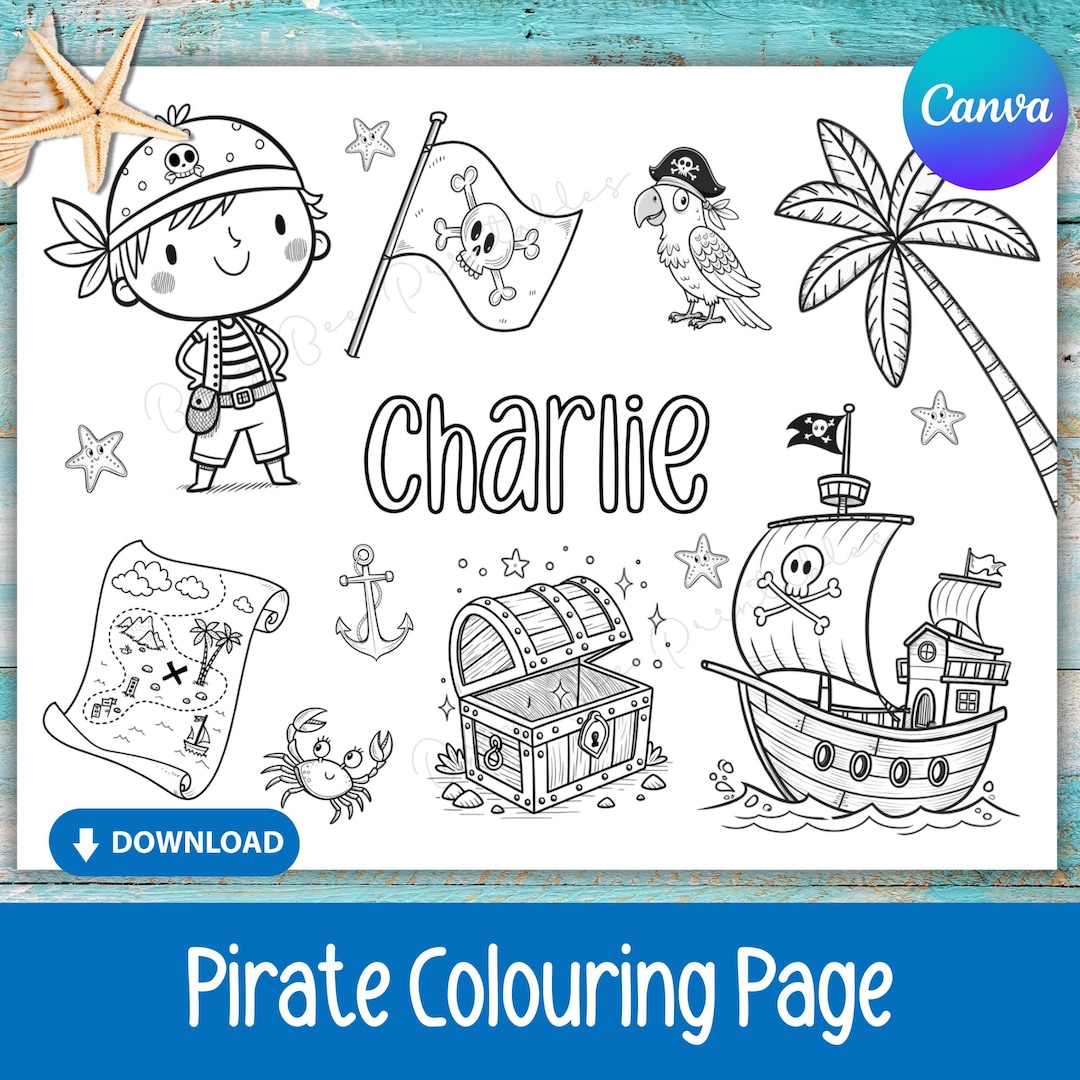 Pirate Colouring Page, Editable Pirate Party Activity Sheet ...