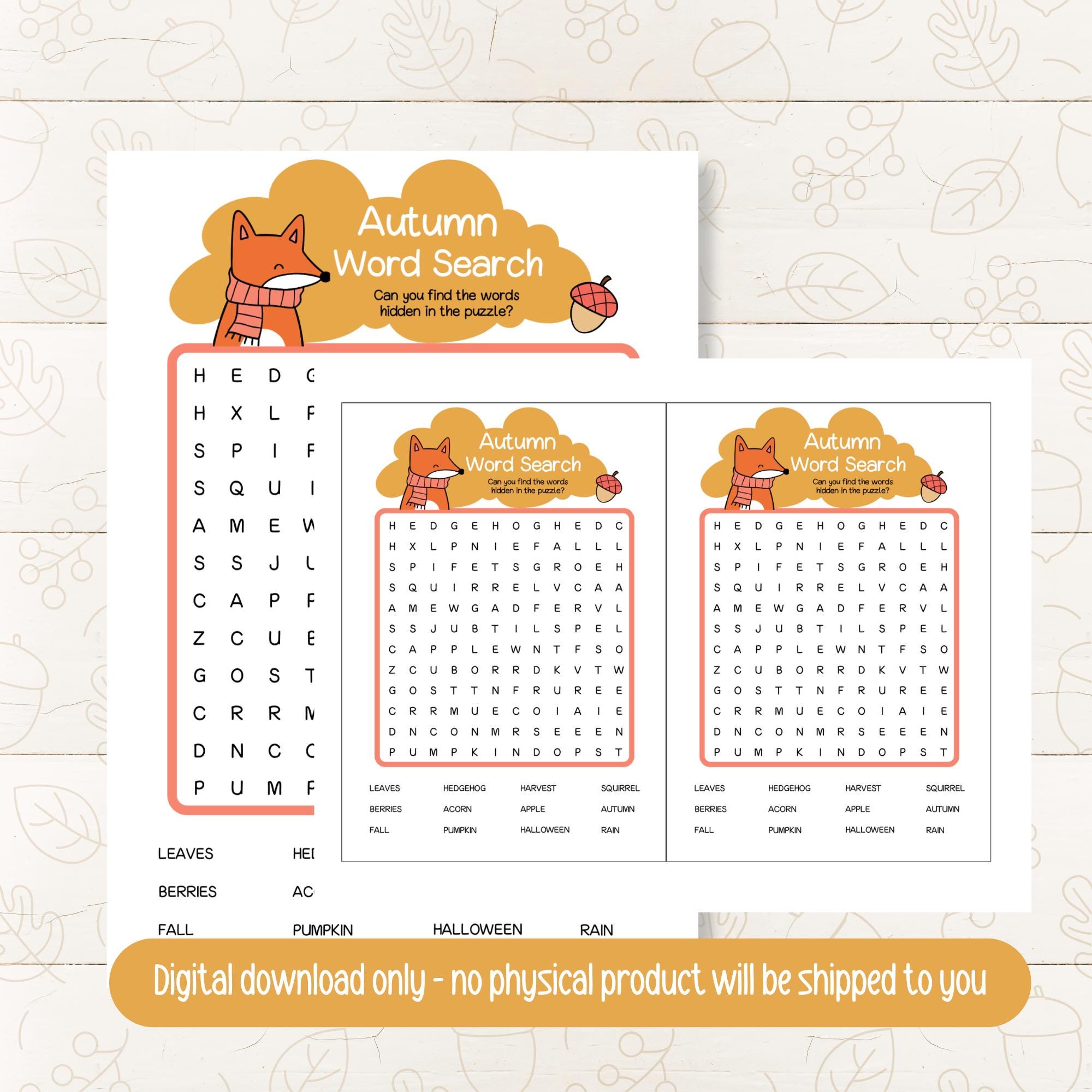 Autumn Word Search, Printable Fall Word Search, Autumn Activity for ...