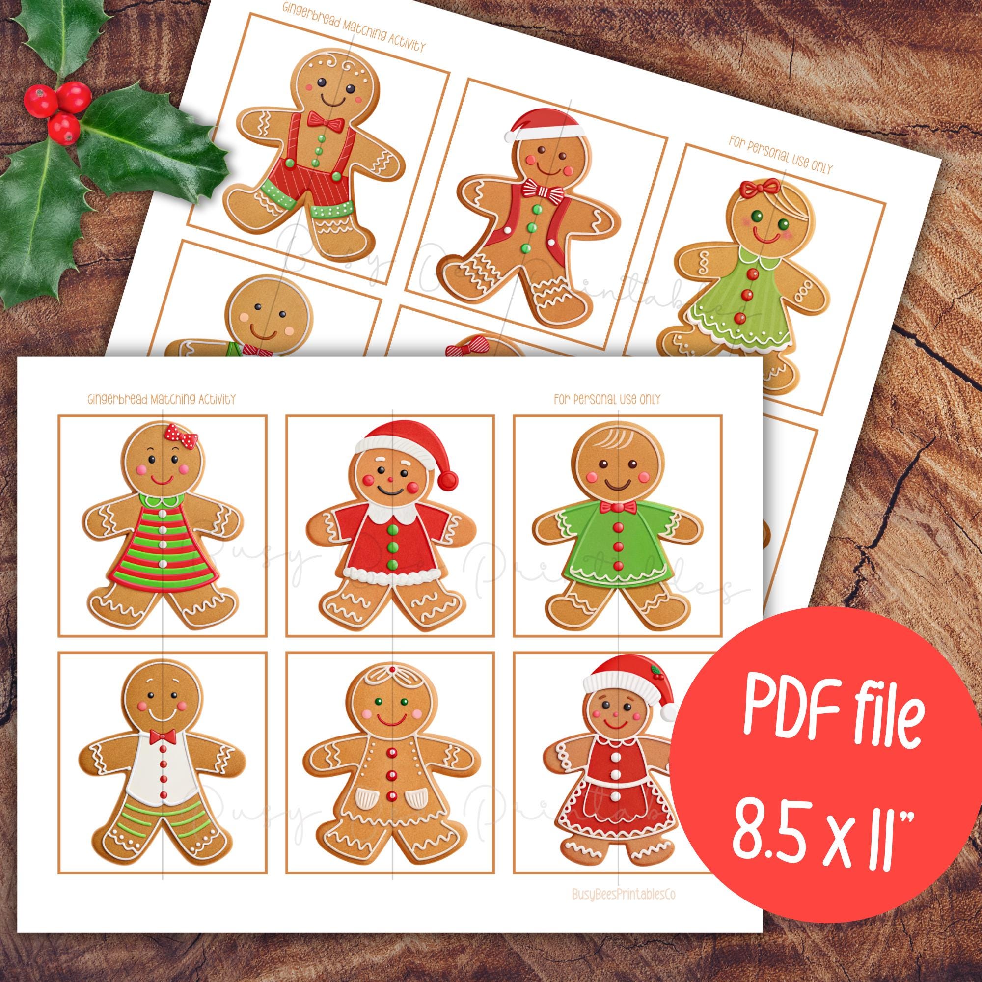 Christmas Matching Activity, Gingerbread Man Symmetry Cards, Matching ...
