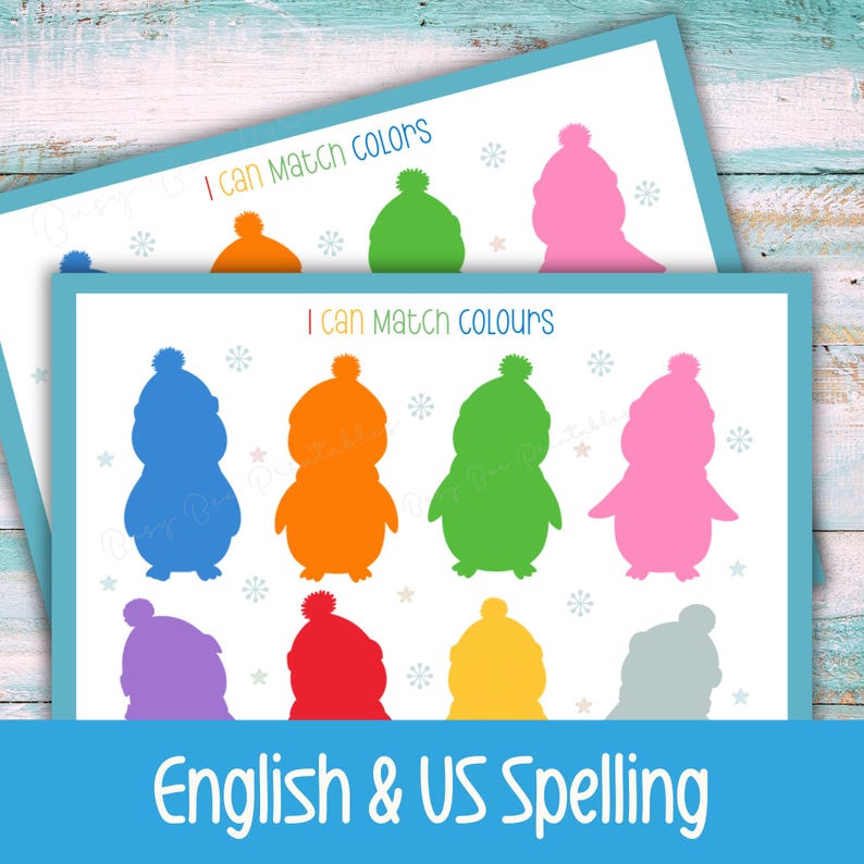 Penguin Colour Matching Game for Kids, Winter Color Sorting Activity ...