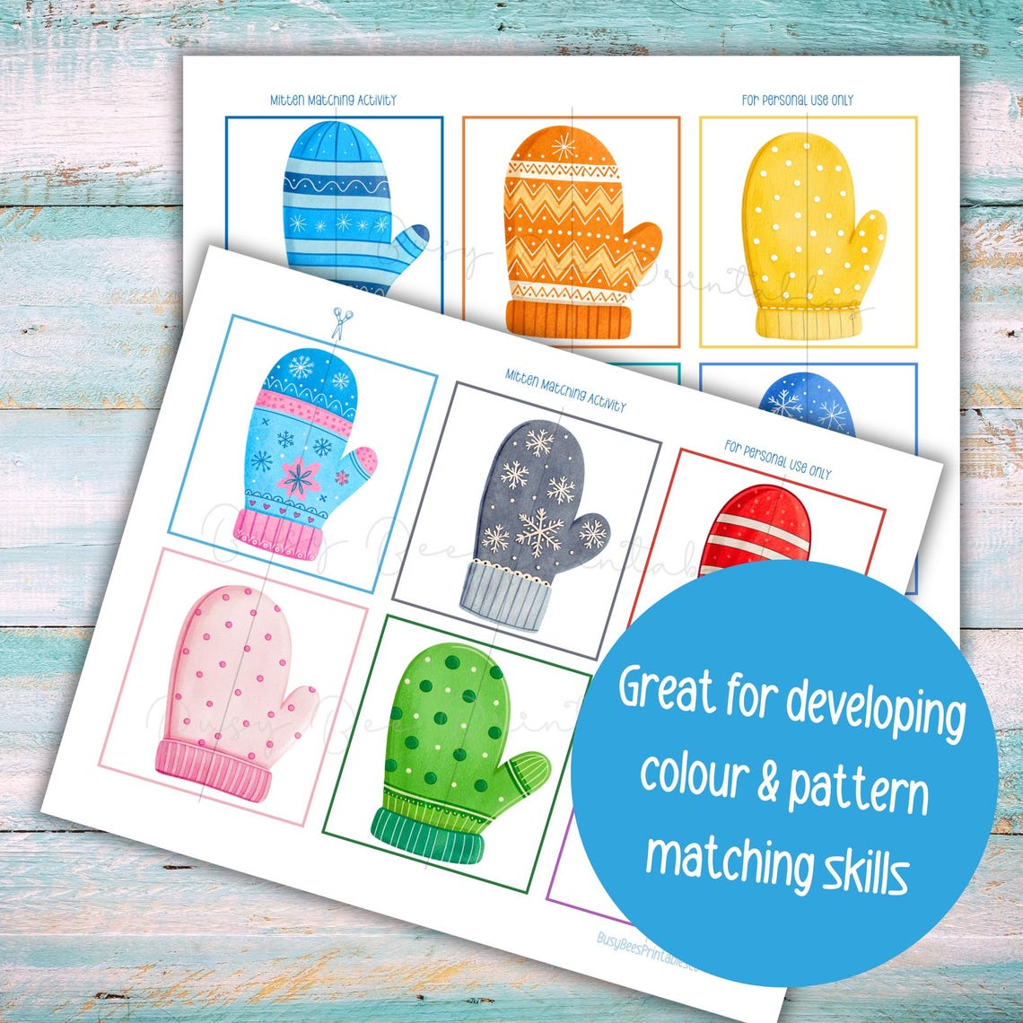 Winter Mittens Matching Activity, Color Matching Game for Preschool ...