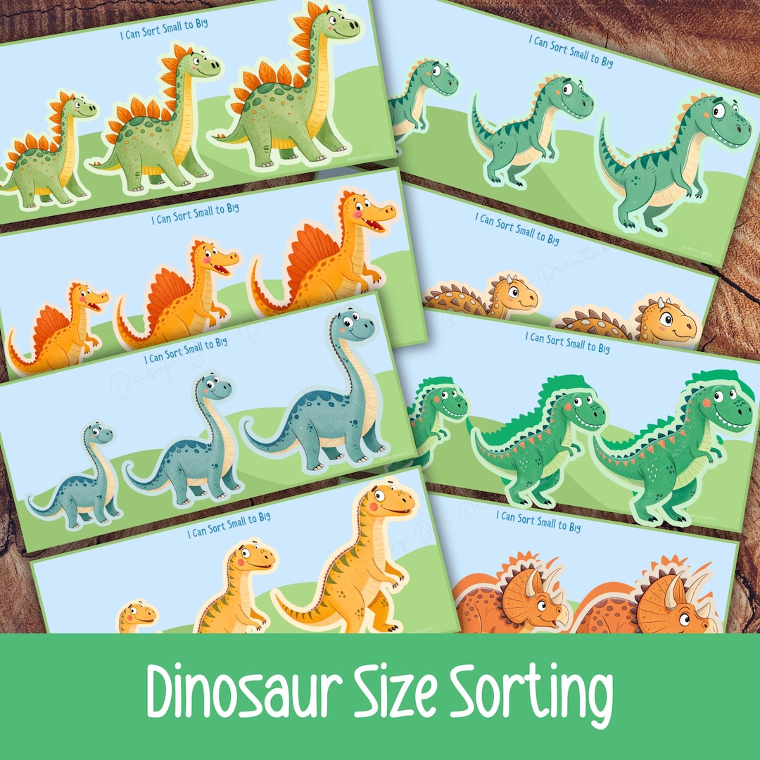 Dinosaur Small to Big Size Sorting Activity, Preschool Math Printable ...