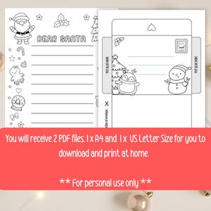 Dear Santa Letter Colouring Page and Envelope, Printable Letter to ...