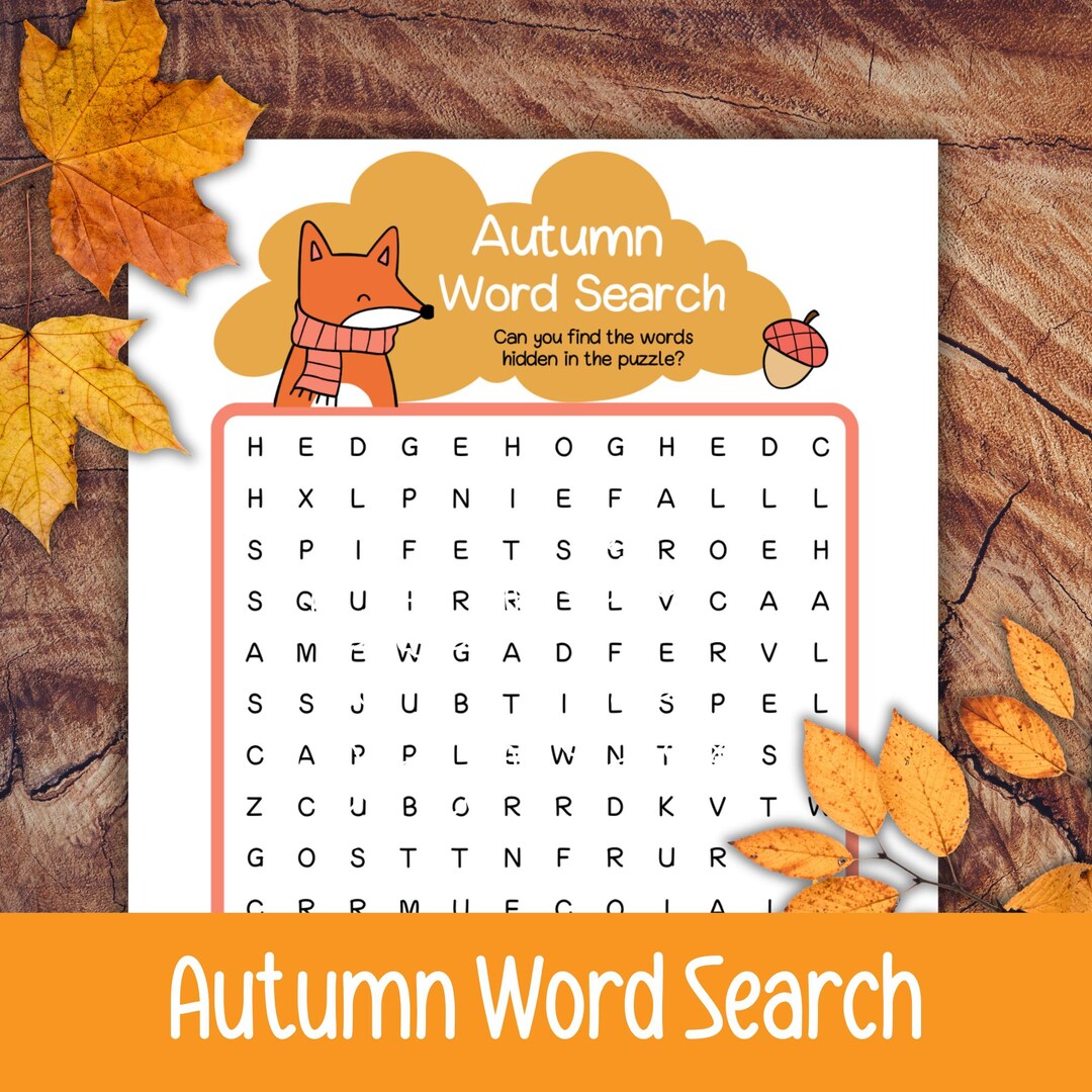 Sopa de letras de otoño para niños, actividad de aprendizaje imprimible ...