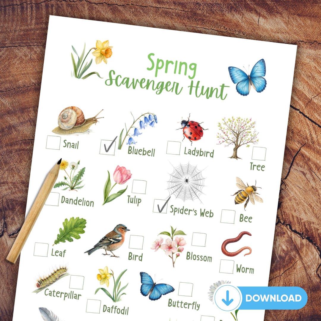 Spring Scavenger Hunt for Kids, Montessori Nature Walk Printable ...