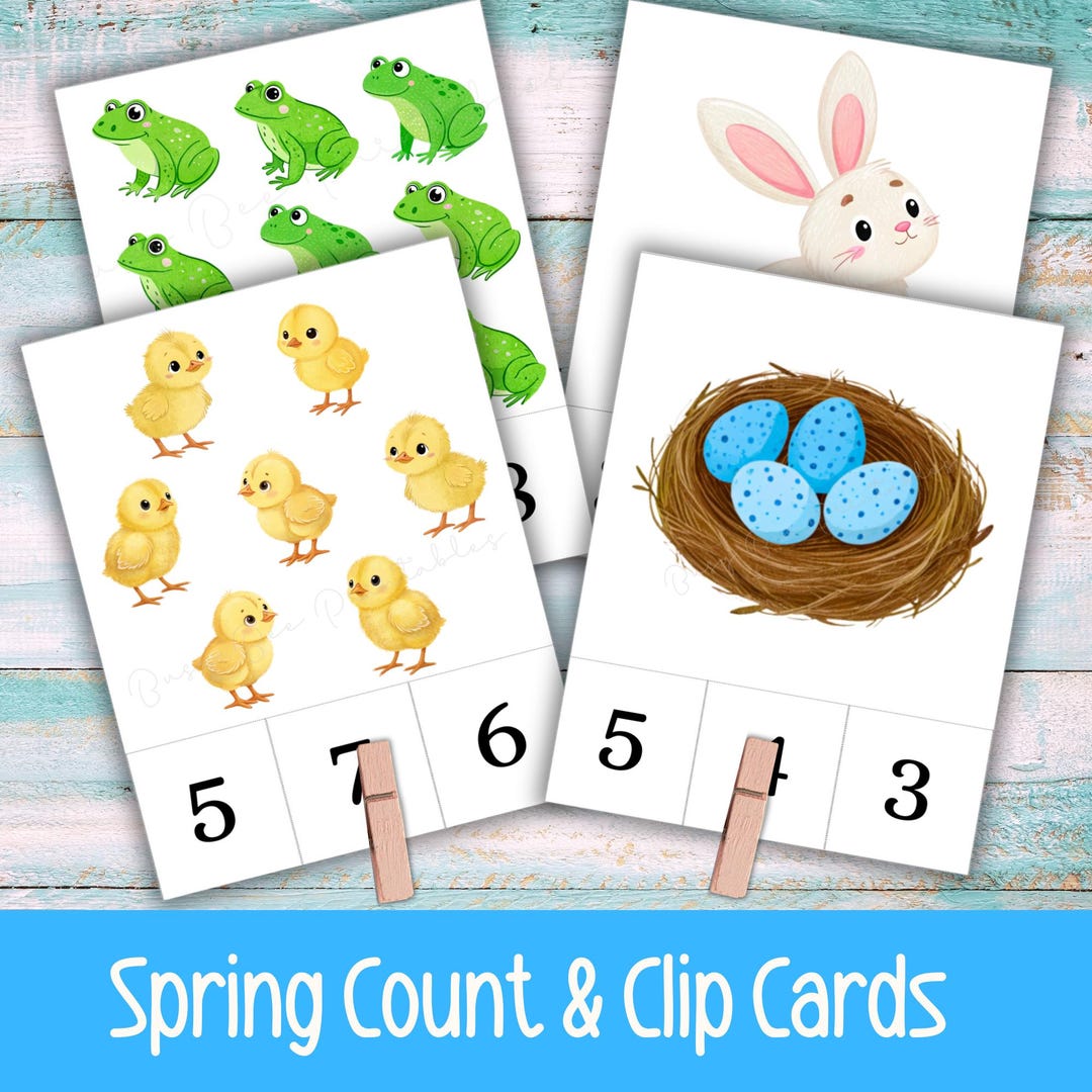 Spring Count and Clip Cards, Spring Nature Counting Activity for ...