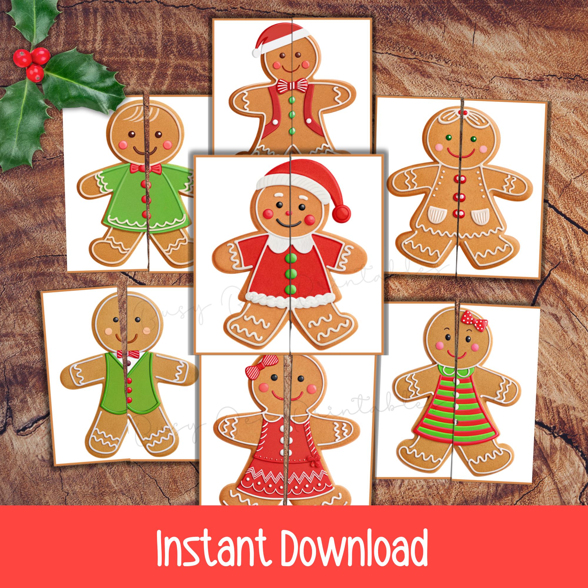 Christmas Matching Activity, Gingerbread Man Symmetry Cards, Matching ...