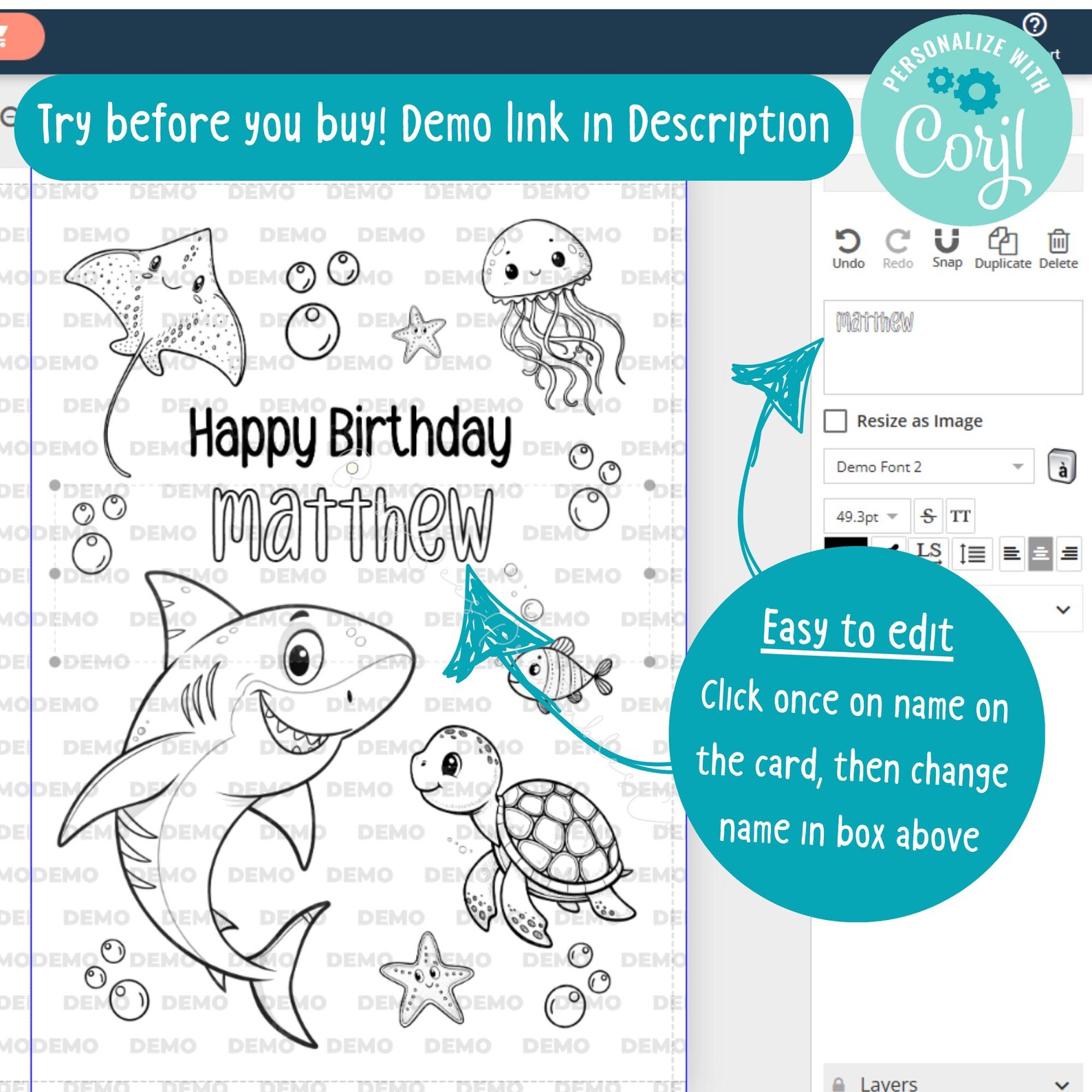 Under the Sea Birthday Colouring Card, Personalised Shark Birthday Card ...