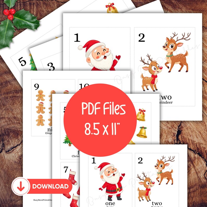 Christmas Number Cards, Christmas Counting Cards, Classroom Number ...